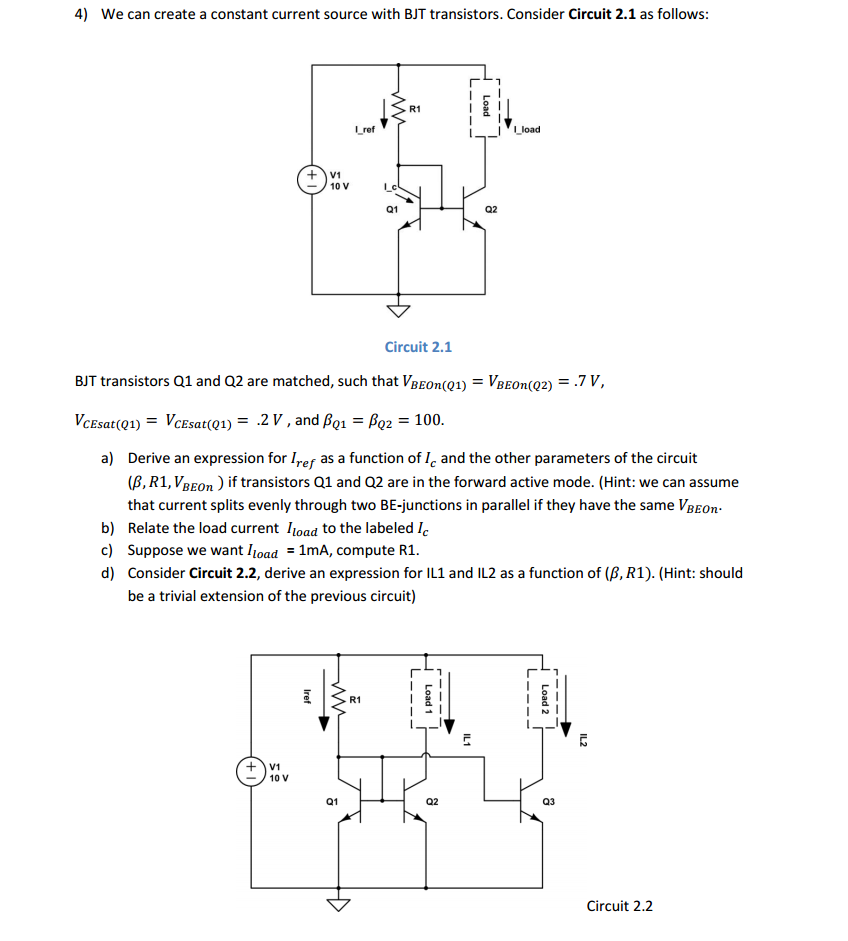 We Can Create A Constant Current Source With Bjt