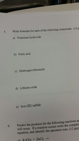 Solved Write formulas for each of the following compounds. | Chegg.com