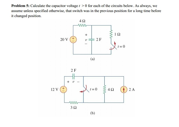 Solved Calculate the capacitor voltage t > 0 for each of the | Chegg.com