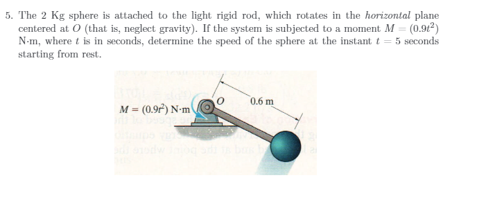 Solved The 2 Kg sphere is attached to the light rigid rod, | Chegg.com