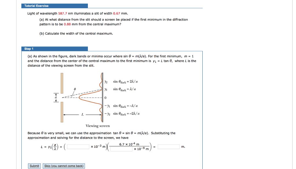 Solved Light of wavelength 587.7 nm illuminates a slit of | Chegg.com