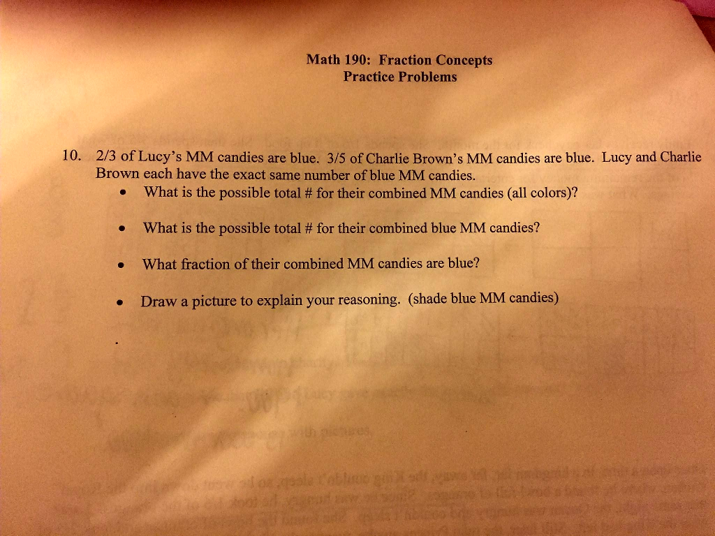Solved Math 190: Fraction Concepts Practice Problems 10. 2/3 | Chegg.com