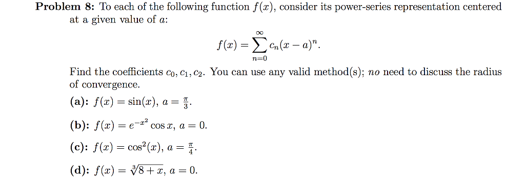 Solved Problem 8: To each of the following function f(x), | Chegg.com