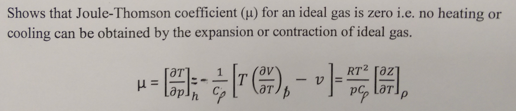 Solved Shows that Joule-Thomson coefficient (mu) for an | Chegg.com