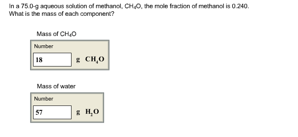 Solved In a 75.0-g aqueous solution of methanol, CH4O, the | Chegg.com