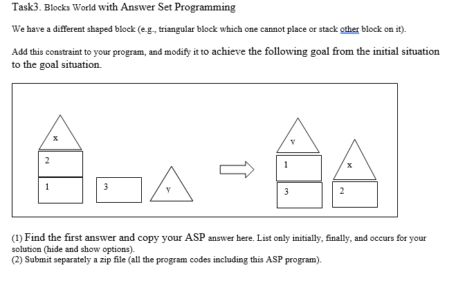 Solved Task3. Blocks World with Answer Set Programming We | Chegg.com