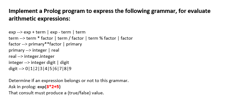 Implement a Prolog program to express the following | Chegg.com