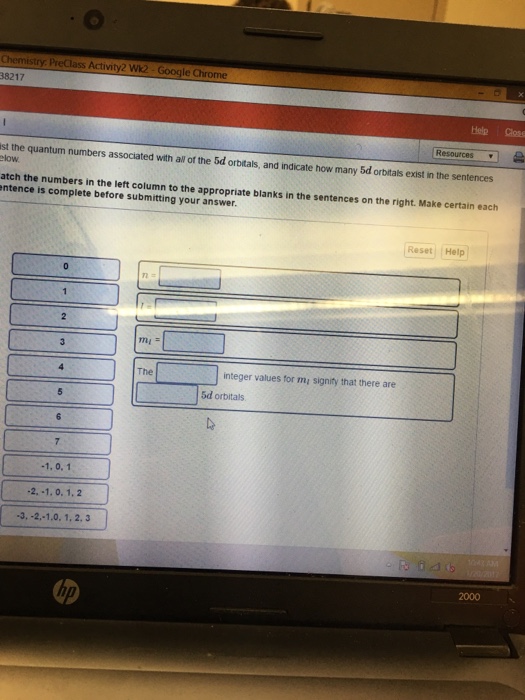 Solved the quantum numbers associated with all of the 5d | Chegg.com