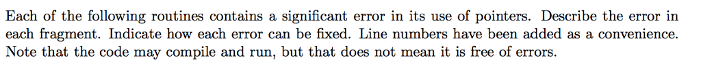 Solved Each of the following routines contains a significant | Chegg.com
