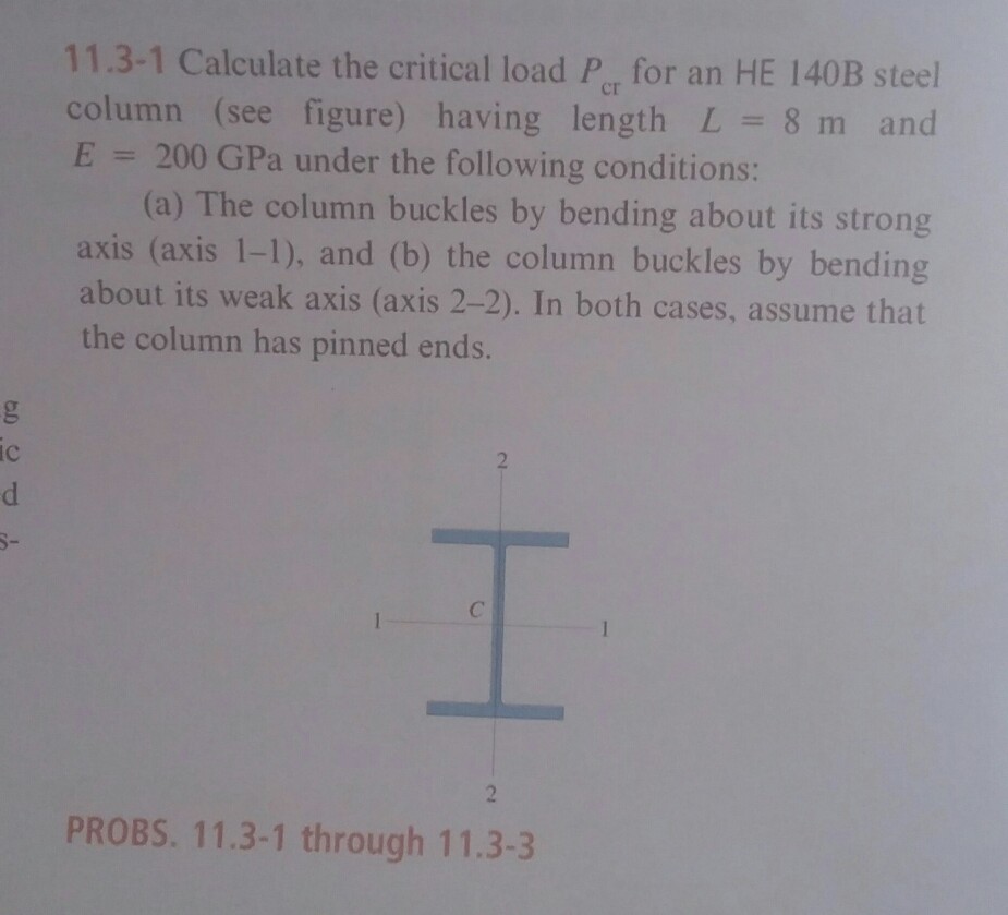Solved 11.3-1 Calculate the critical load Pr for an HE 140B | Chegg.com