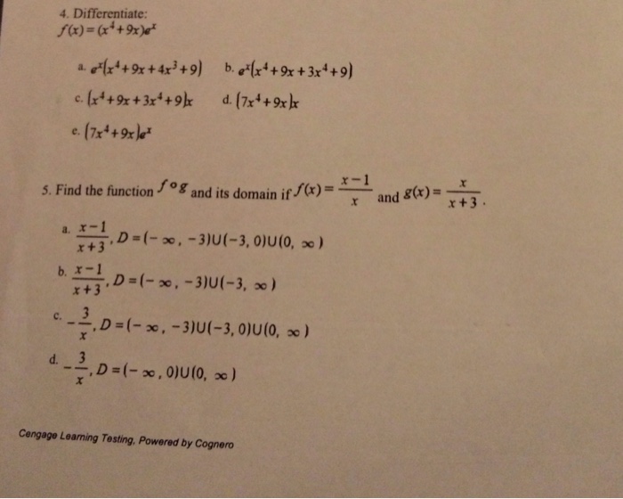 Solved Differentiate: f(x) = (x^4 + 9x) e^x Find the | Chegg.com