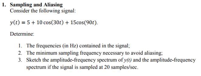 Solved 1. Sampling and Aliasing Consider the following | Chegg.com
