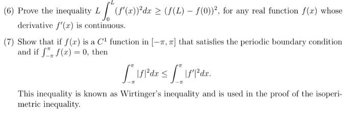 Solved Prove the inequality L integral_0^L (f' (x))^2dx | Chegg.com