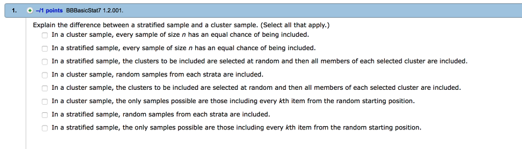 Solved Explain the difference between a stratified sample | Chegg.com