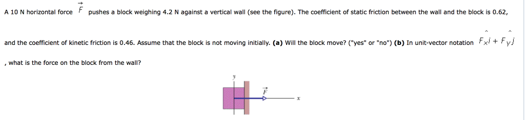 Solved A 10 N horizontal force F^rightarrow pushes a block | Chegg.com Solved A 10 N horizontal force F^rightarrow pushes a block | Chegg.com