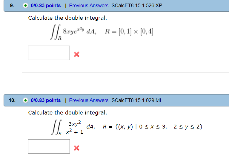 Solved 9. 0/0.83 points | Previous Answers SCalcET8 | Chegg.com