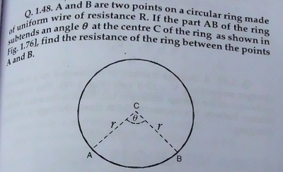 Solved A and B are two points on a circular ring made of | Chegg.com