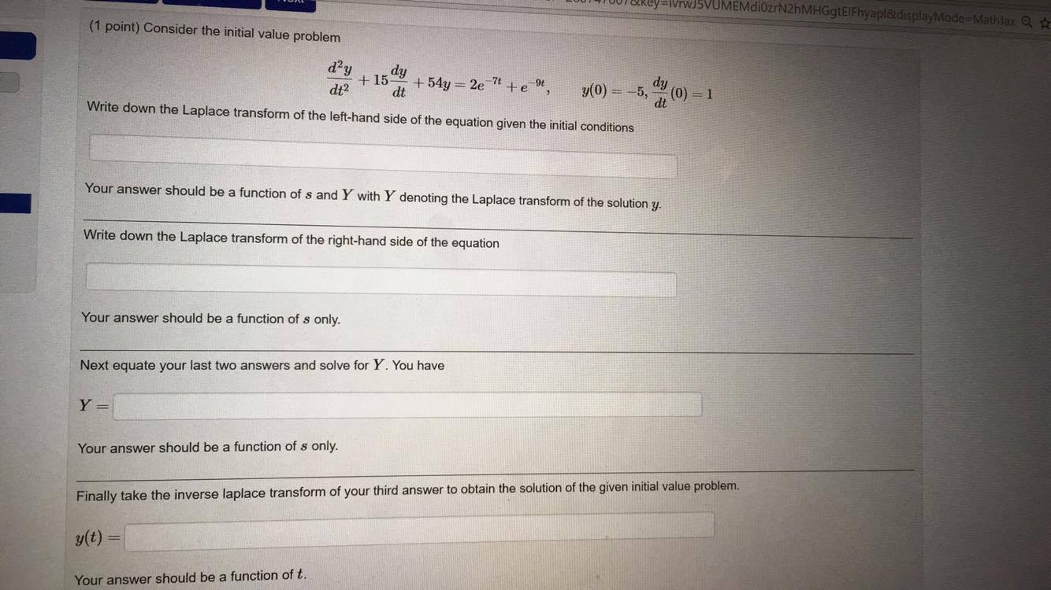 Solved Consider the initial value problem d^2y/dt^2 - 15 | Chegg.com