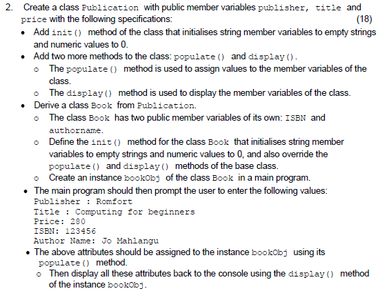 Solved 2. Create a class Publication with public member | Chegg.com