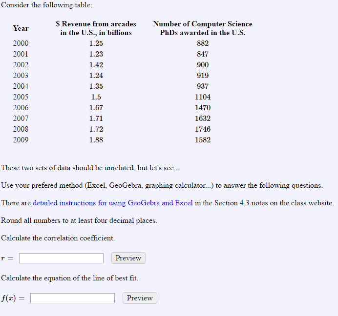 Solved Consider the following table: These two sets of data | Chegg.com
