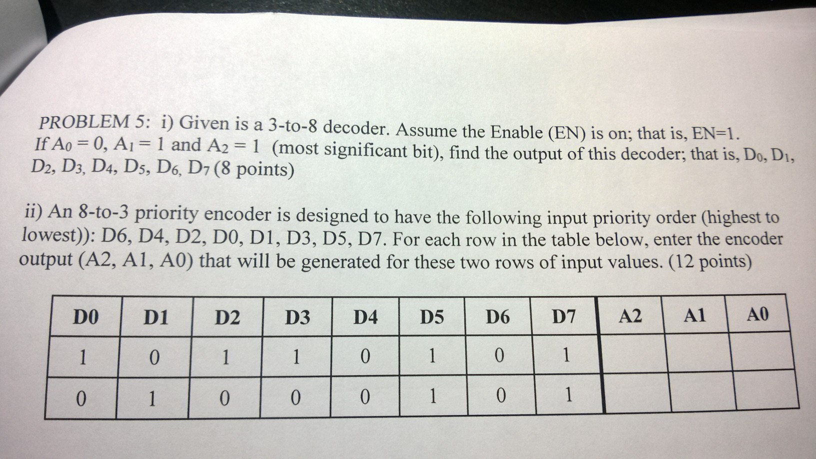 Given is a 3-to-8 decoder. Assume the Enable (EN) is | Chegg.com