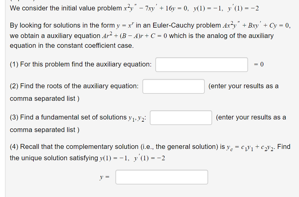 Solved " , ' We consider the initial value problem ry -7xy + | Chegg.com