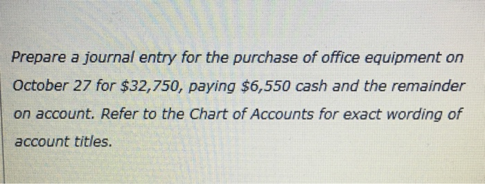 Solved Prepare a journal entry for the purchase of office | Chegg.com