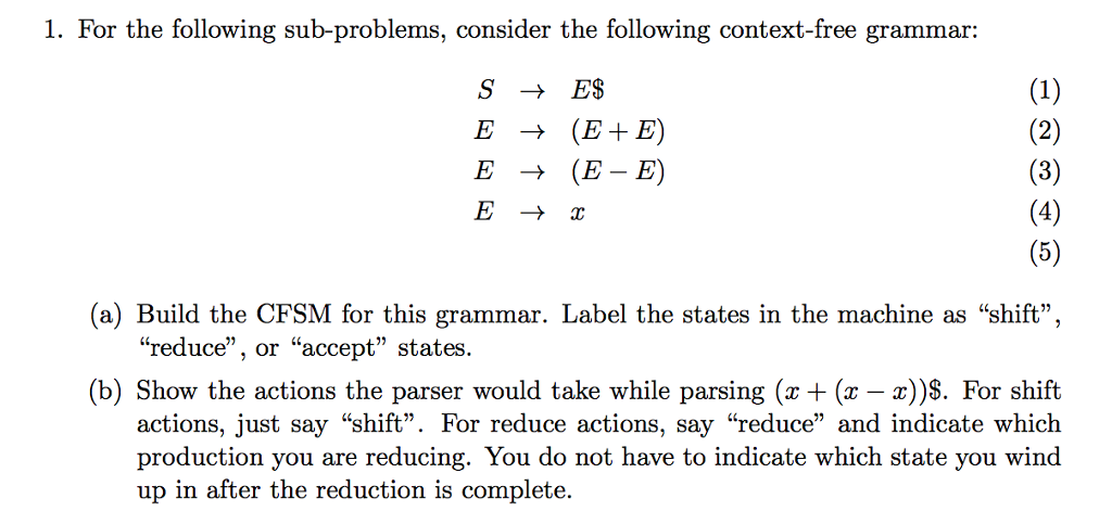 Solved 1. For the following sub-problems, consider the | Chegg.com