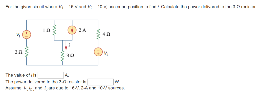 Solved For the given circuit where V1 = 16 V and V2 = 10 V, | Chegg.com