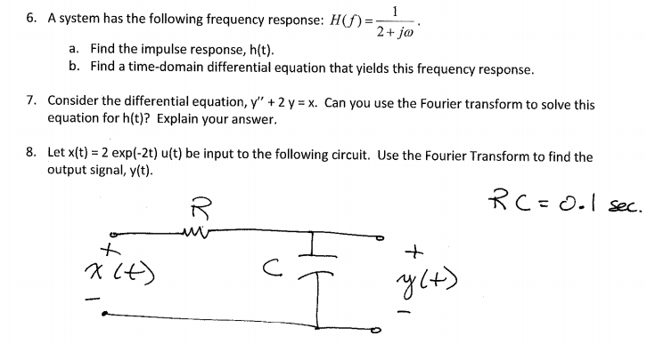 Solved 6. A system has the following frequency response: HO) | Chegg.com