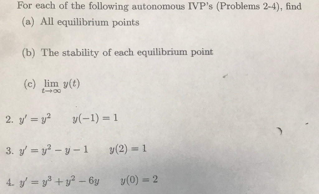 Solved For each of the following autonomous ⅣPs (Problems | Chegg.com