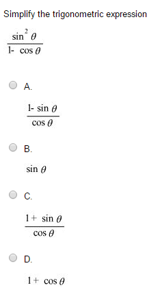 Solved Simplify the trigonometric expression sin^2 theta/1 | Chegg.com