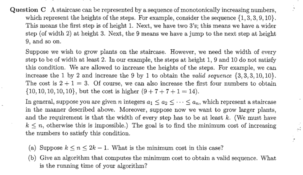 Solved A staircase can be represented by a sequence of | Chegg.com