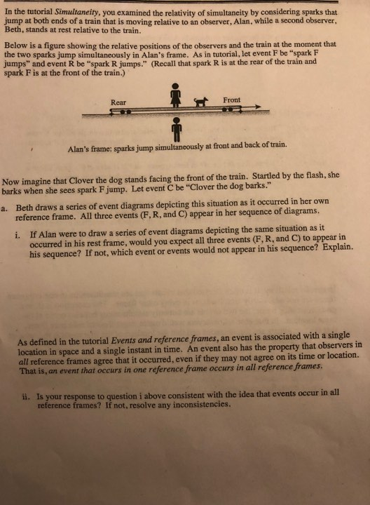 Solved Simultaneity, Einstein relativity:Beth draws a series | Chegg.com