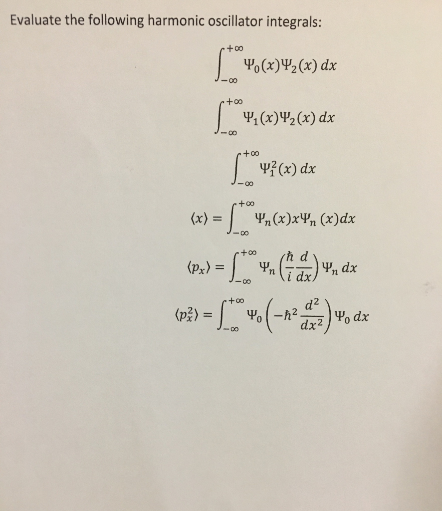 Solved Evaluate the following harmonic oscillator integrals: | Chegg.com