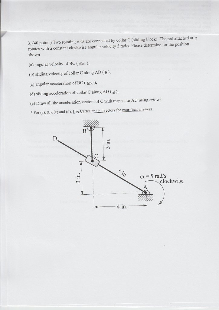 Solved 3. (40 points) Two rotating rods are connected by | Chegg.com