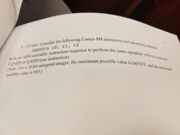 Consider the following Cortex-M4 instruction for | Chegg.com