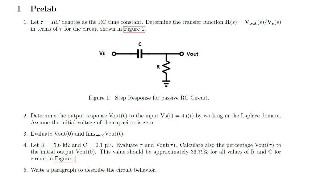 Solved Let tau = RC denotes as the RC time constant. | Chegg.com
