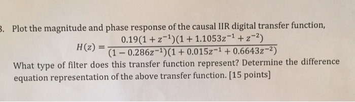 Solved Plot the magnitude and phase response of the causal | Chegg.com