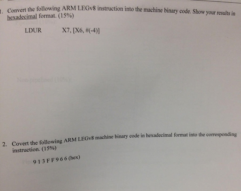 Solved Convert the following ARM LEGv8 instruction into the | Chegg.com