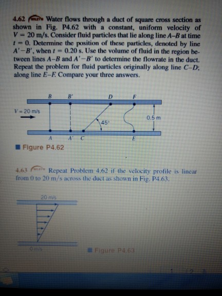 Solved 4.62 Water flows through a duct of square cross | Chegg.com