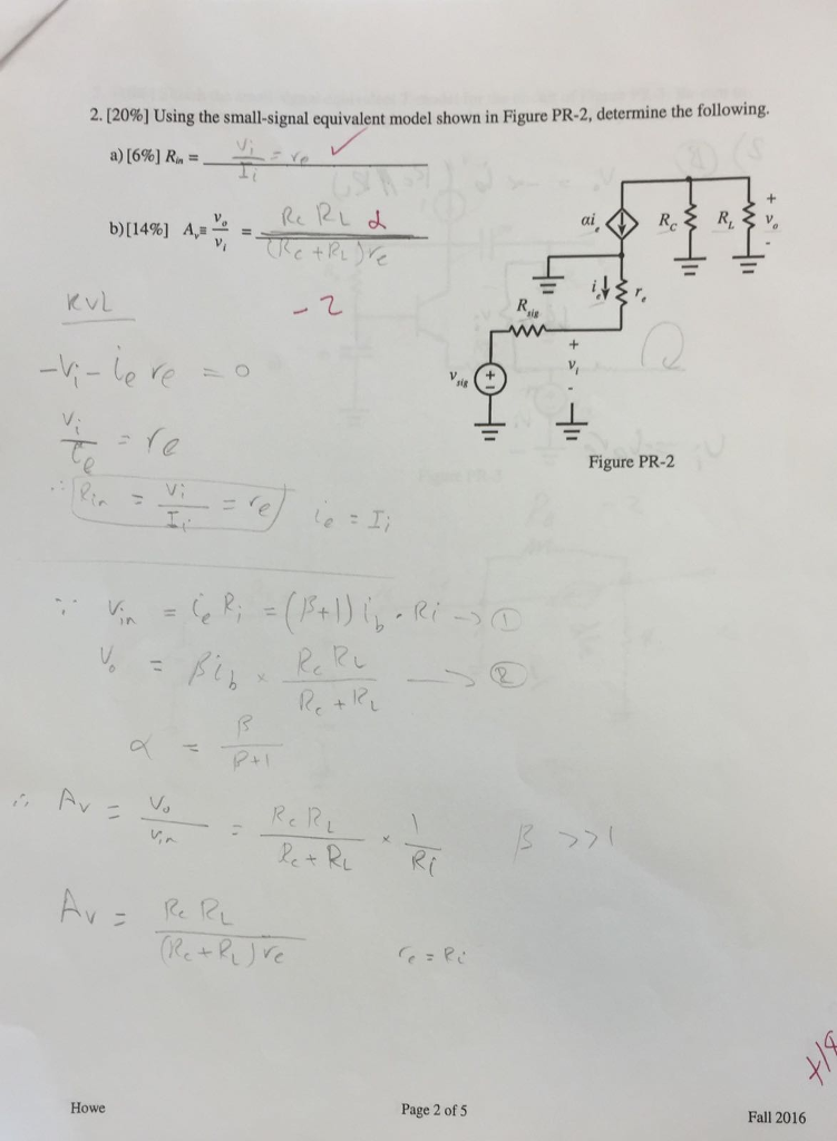 Solved Using the small-signal equivalent model shown in | Chegg.com