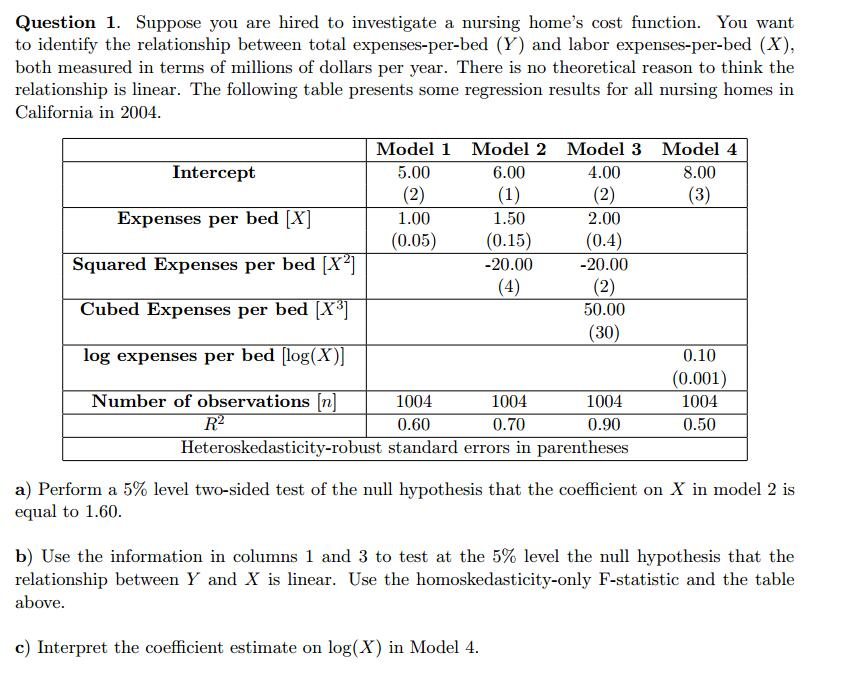 Solved Question 1. Suppose you are hired to investigate a | Chegg.com