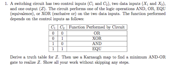 Solved A switching circuit has two control inputs (C_1 and | Chegg.com