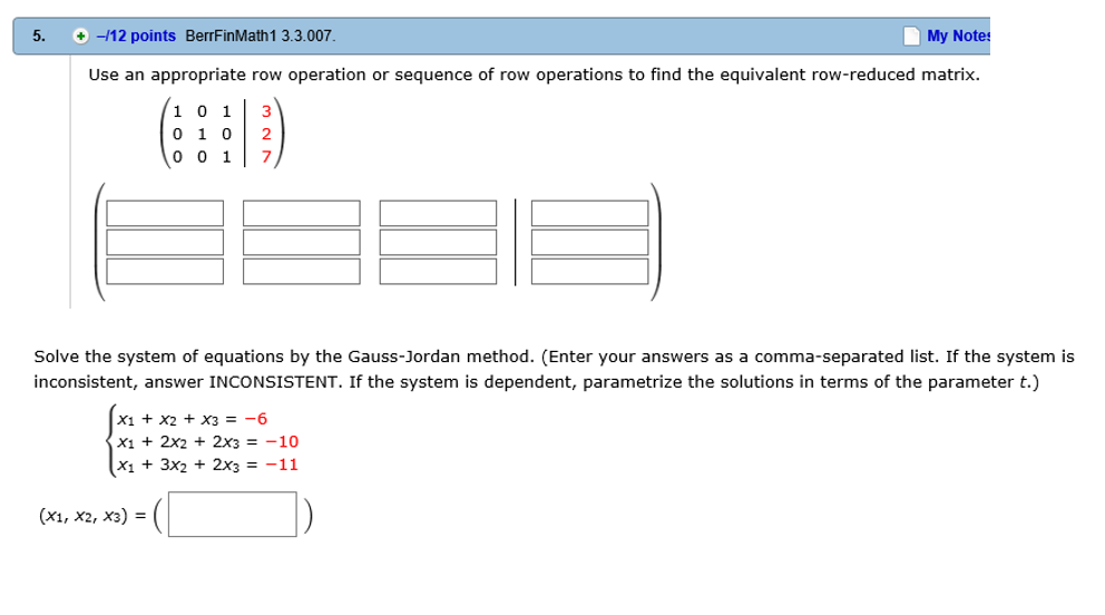 Solved Use an appropriate row operation or sequence of row | Chegg.com