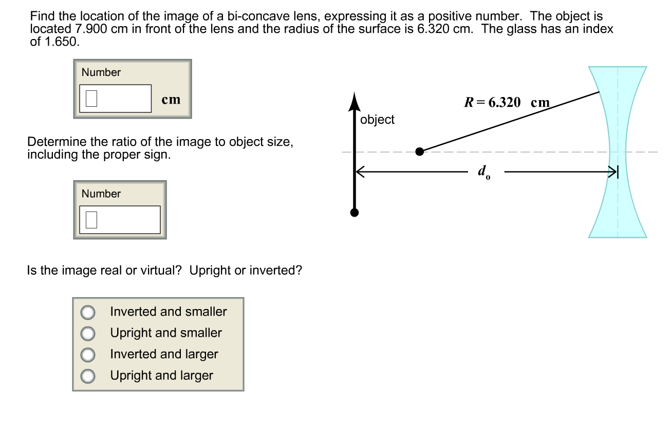 Solved Find the location of the image of a bi-concave lens, | Chegg.com
