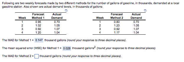 Solved PLEASE ANSWER: WHAT IS THE MAD FOR METHOD 2 AND WHAT | Chegg.com