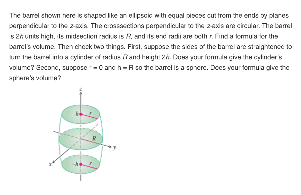 Solved The barrel shown here is shaped like an ellipsoid | Chegg.com