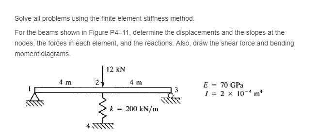 Solved Solve all problems using the finite element stiffness | Chegg.com