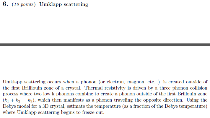Solved Umklapp scattering occurs when a phonon (or electron, | Chegg.com